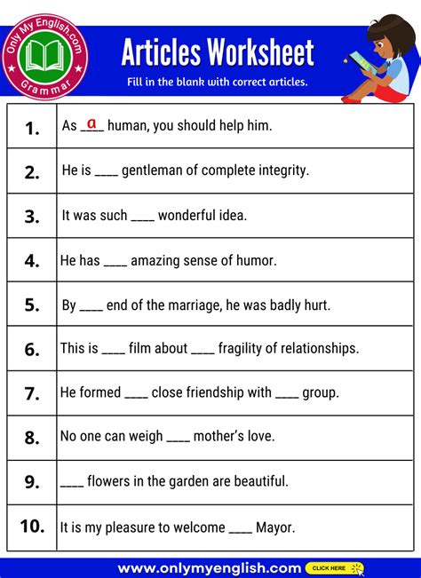 Articles Exercise With Answers