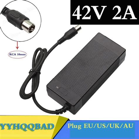 yyhqqbad용 42v 2a rca 10mm 전기 자전거 리튬 배터리 충전기 36v 리튬 이온 배터리 팩 전기 스쿠터