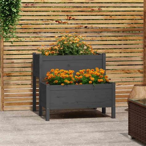 Vidaxl Planter Grey 845x84x75 Cm Solid Wood Pine Robert Dyas