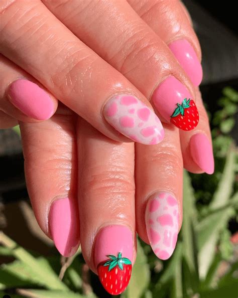 27 Adorable Strawberry Cow Nail Designs To Try This Summer