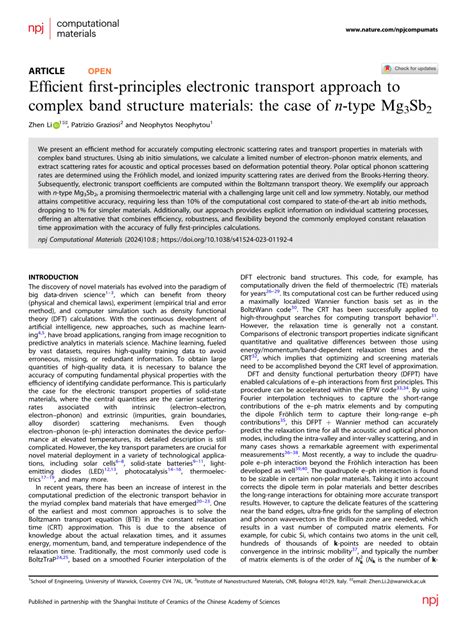 Pdf Efficient First Principles Electronic Transport Approach To