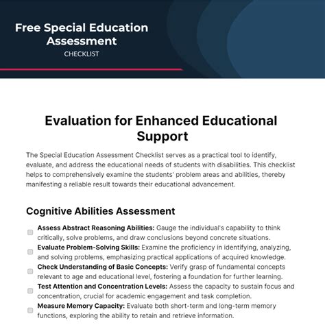 Free Assessment Checklist Templates And Examples Edit Online And Download