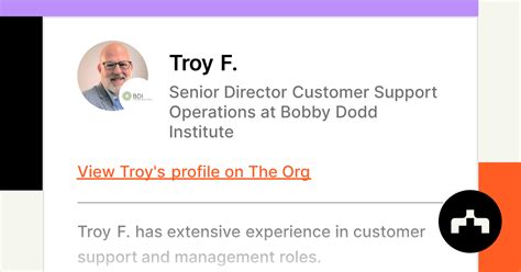 Troy F Senior Director Customer Support Operations At Bobby Dodd Institute The Org