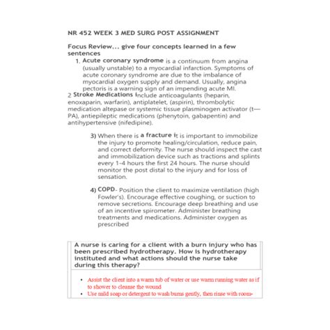Nr 452 Week 3 Assignment Med Surg Course Resources