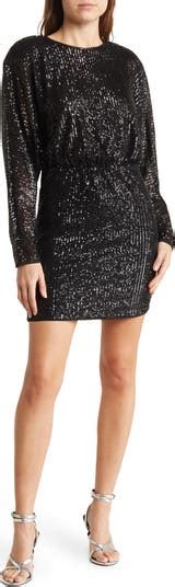 Bcbgmaxazria Sequin Long Sleeve Blouson Dress Nordstromrack