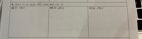 solved 5 f x x3 6 g x 34x and h x 2x−5 a h∘f x b