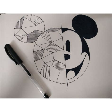 Mickey Mouse Pen Art Sketch Book Geometric Tattoo