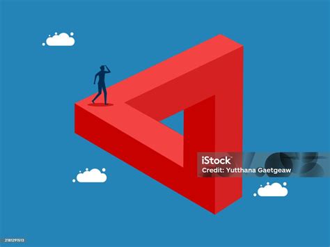 Confusion With The Problem Businessman Is Thinking On The Penrose Triangle Stock Illustration