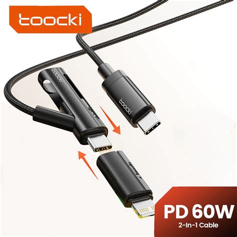 Toocki 2 In 1 Usb C Fast Charging Cable Type C To Los Pd 60w Ultra Fast