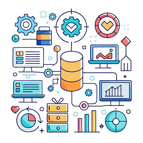 Data Management And Processing System With Various Charts And Graphs Premium Ai Generated Vector