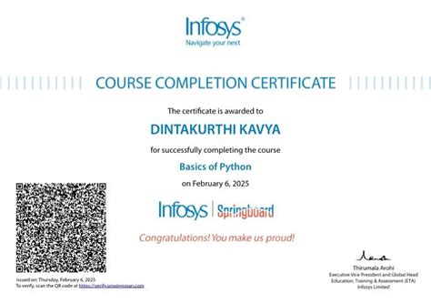 Kavya Dintakurthi On Linkedin Python Infosysspringboard Programming