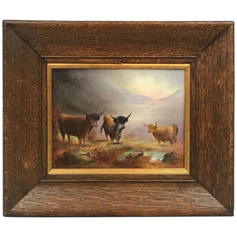Crown Devon Fielding Porcelain Plaque Highland Cattle For Sale At 1stdibs