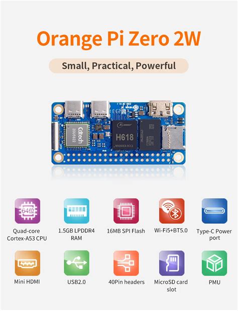【in Stock】orange Pi Zero 2 W 15gb Ram Ddr4 Mini Pc Allwinner H618