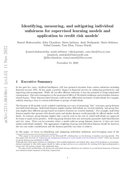 Pdf Identifying Measuring And Mitigating Individual Unfairness For Supervised Learning
