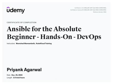 Priyank Agarwal On Linkedin Completed My Ansible Beginner Hands On Course In Devops To Enhance My