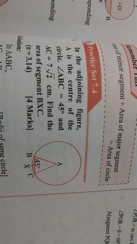 B 123 Of Minor Segment Area Of Major Segment Area Of Circlesponding