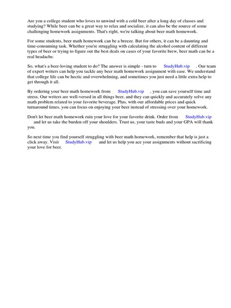 Beer Math Homework Download Free Pdf Beer Homework