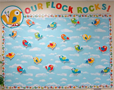 Our Flock Rocks Bird Bulletin Boards Bird Classroom Theme Boho
