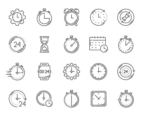 Premium Vector Timer Clock Stopwatch And Calendar Outline Icons