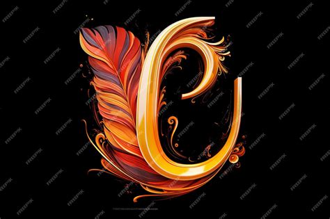 Premium Vector A Fiery Symbol With A Gold Feather On A Black Background