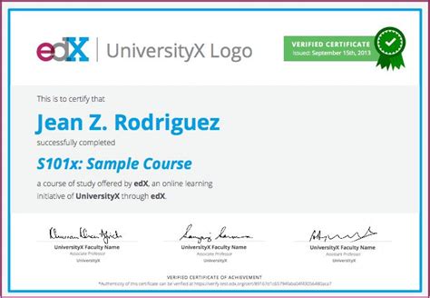 Edx Certificate Example Certificate Learning Courses Certificate Of
