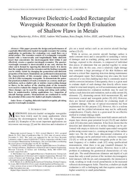 Pdf Microwave Dielectric Loaded Rectangular Waveguide Resonator For