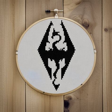 Skyrim Logo Cross Stitch Pattern Video Game Cross Stitch Pattern Etsy