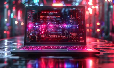 A Computer Monitor Displays A Bright Red Screen With A Lot Of Code On