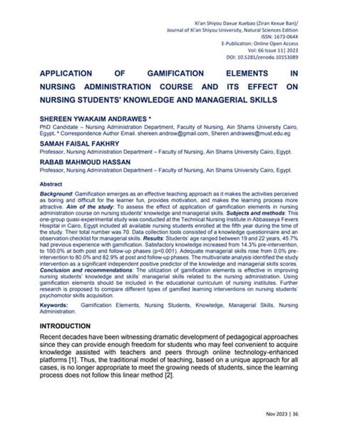 APPLICATION OF GAMIFICATION ELEMENTS IN NURSING ADMINISTRATION COURSE AND ITS EFFECT ON NURSING ...