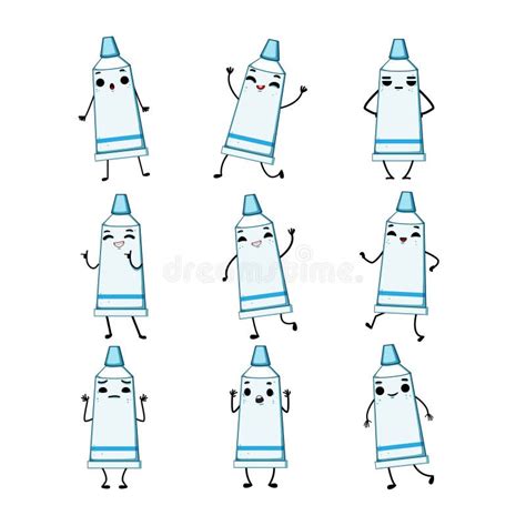 Toothpaste Character Set Cartoon Vector Illustration Stock Vector