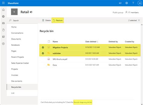 Restore Deleted Files From Sharepoint Online Recycle Bin With