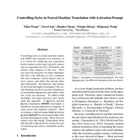controlling styles in neural machine translation with activation prompt