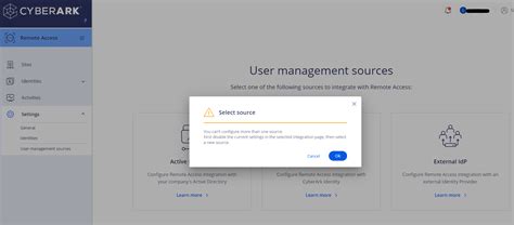 Cyberark Remote Access Users Management Sources Are Missing From Settings