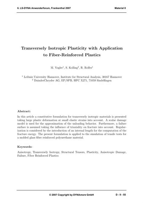 Pdf Transversely Isotropic Plasticity With Application To Fiberreinforced Plastics Dokumentips