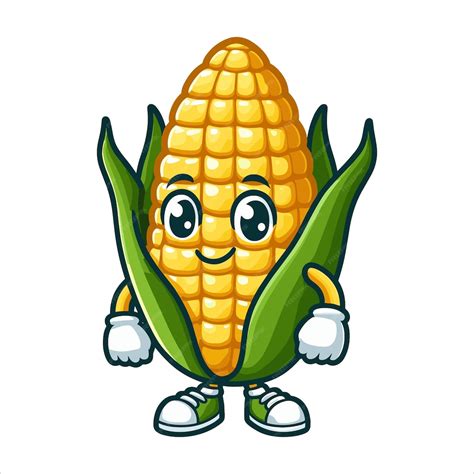 Premium Vector Cute Sweet Organic Corn Character Vector Illustration