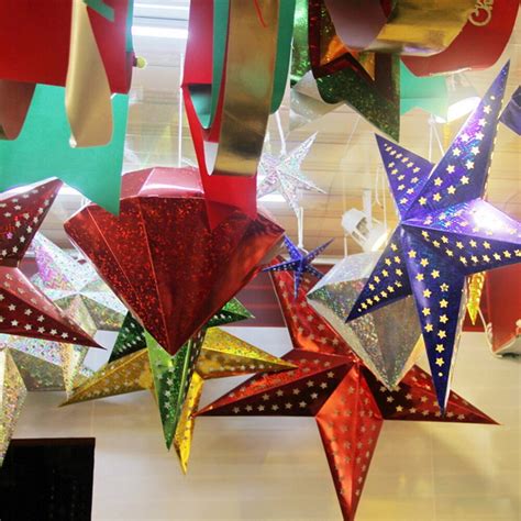 5pcs 30cm Hanging Star Paper Star Light Pentagram Vicedeal
