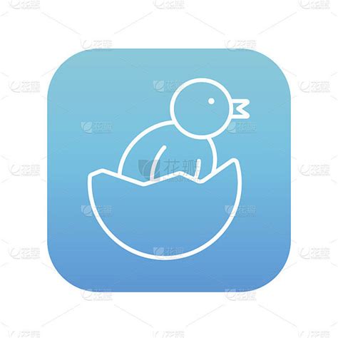 小鸡窥视蛋壳线图标