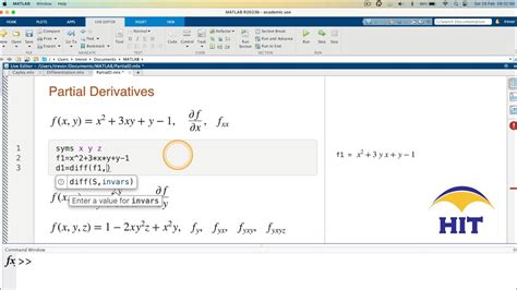 Matlab Partial Derivatives Youtube