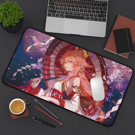 Yae Miko Mouse Pad Genshin Impact Mat Gaming Mousemat Acsessories Gift For Gamers Desk