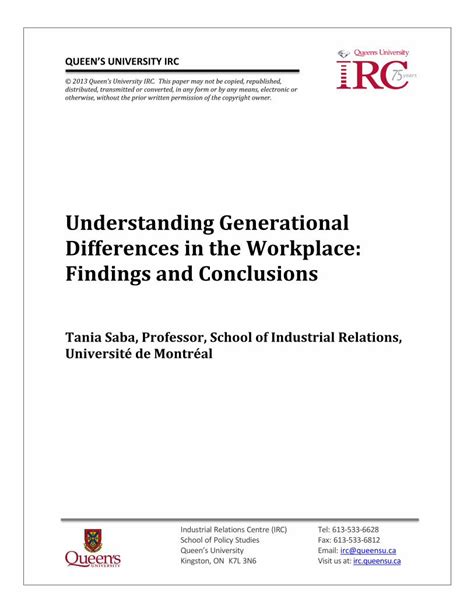 Pdf Understanding Generational Differences In The Workplace · The