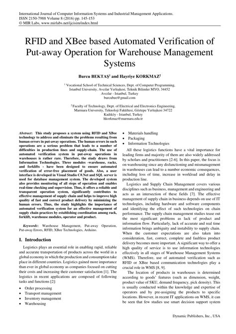 Pdf Rfid And Xbee Based Automated Verification Of Put Away Operation