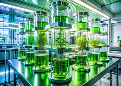 Microscopic View Of Vibrant Green Cell Culture In A Bioreactor Exploring Biotechnologys Organic
