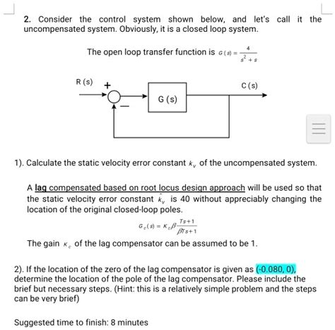 solved consider the control system shown below and let s call it the