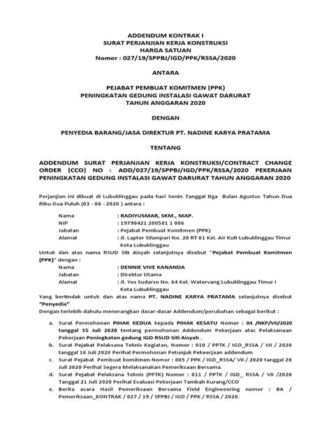 Adendum Kontrak Pdf