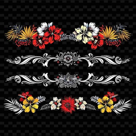 Hawaiian Borderlines Design With Tropical And Floral Decorat Png Unique