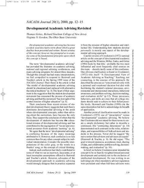 Pdf Developmental Academic Advising Revisited