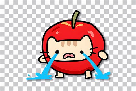 Crying Apple Cat Sticker Download Best Meme Sticker Png