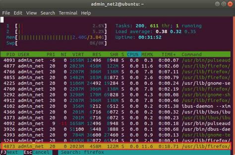 Monitoring System Processes In Ubuntu Using Htop