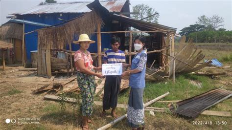 မိုးညိုမြို့နယ်တွင် လေဘေးသင့်မိသားစုများအား ကျေးရွာအရောက် ထောက်ပံ့င