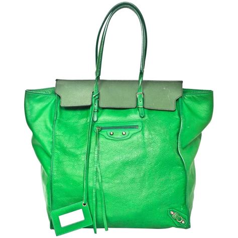 Balenciaga Green Leather Papier Ledger Tote For Sale At 1stdibs
